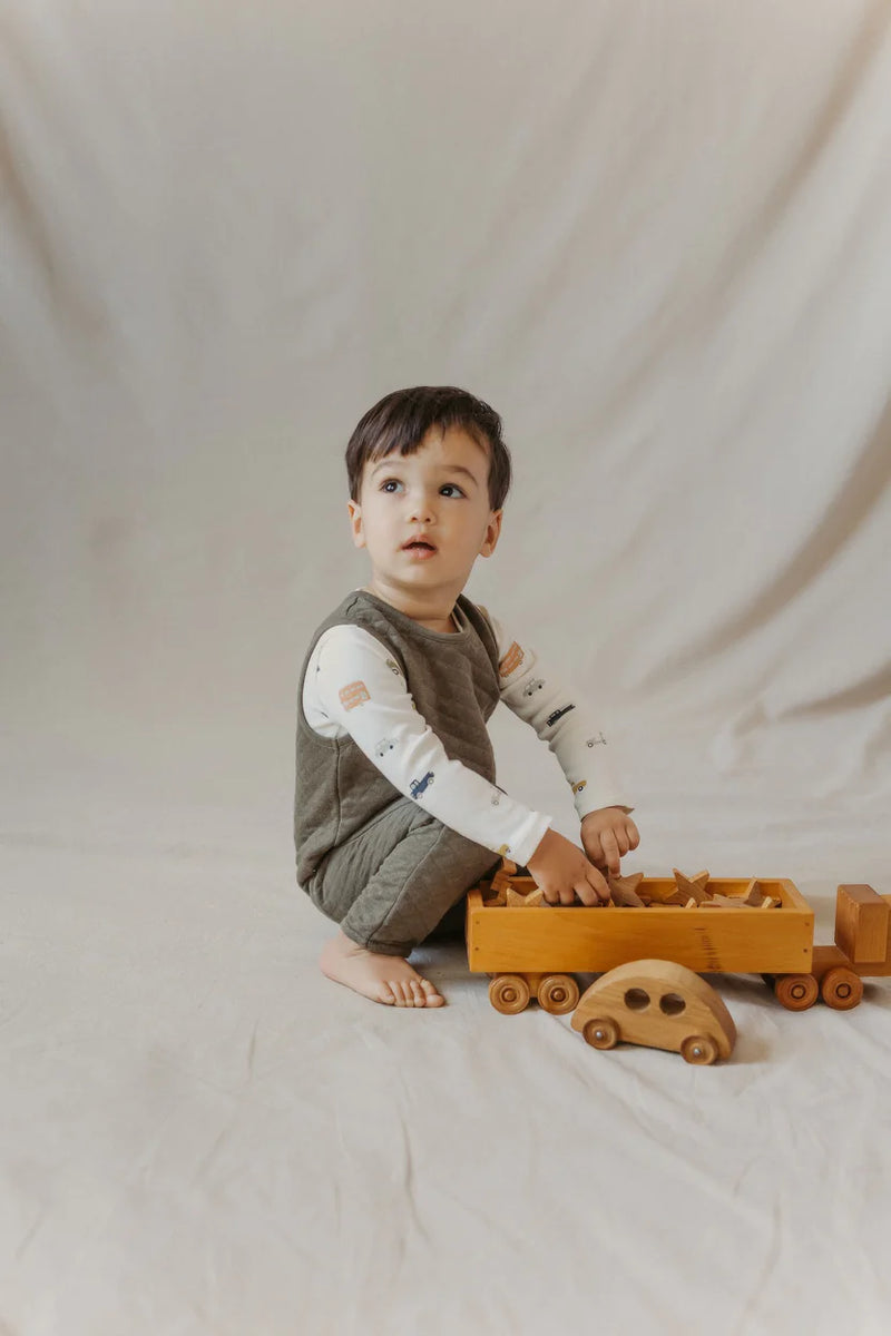 Olive Cozy Quilted Romper Overalls – Ali's Wagon